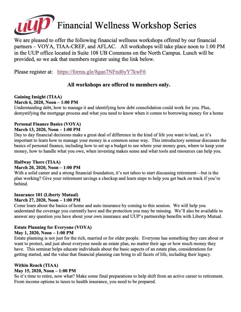 Financial Wellness Series - UUP Buffalo Center