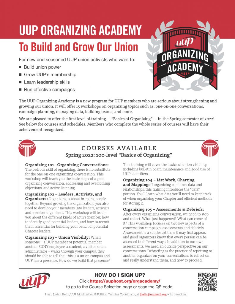 UUP Organizing Academy – SUNY Empire State UUP Chapter