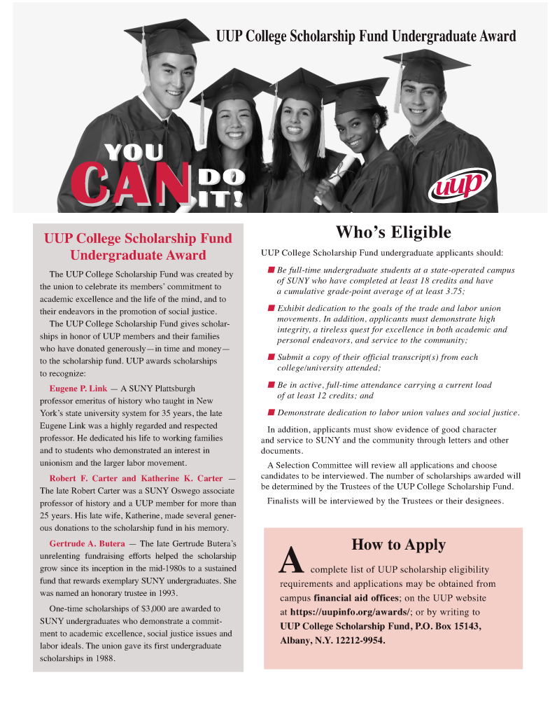 UUP opens 2026 SUNY scholarship application process - UUP Oneonta